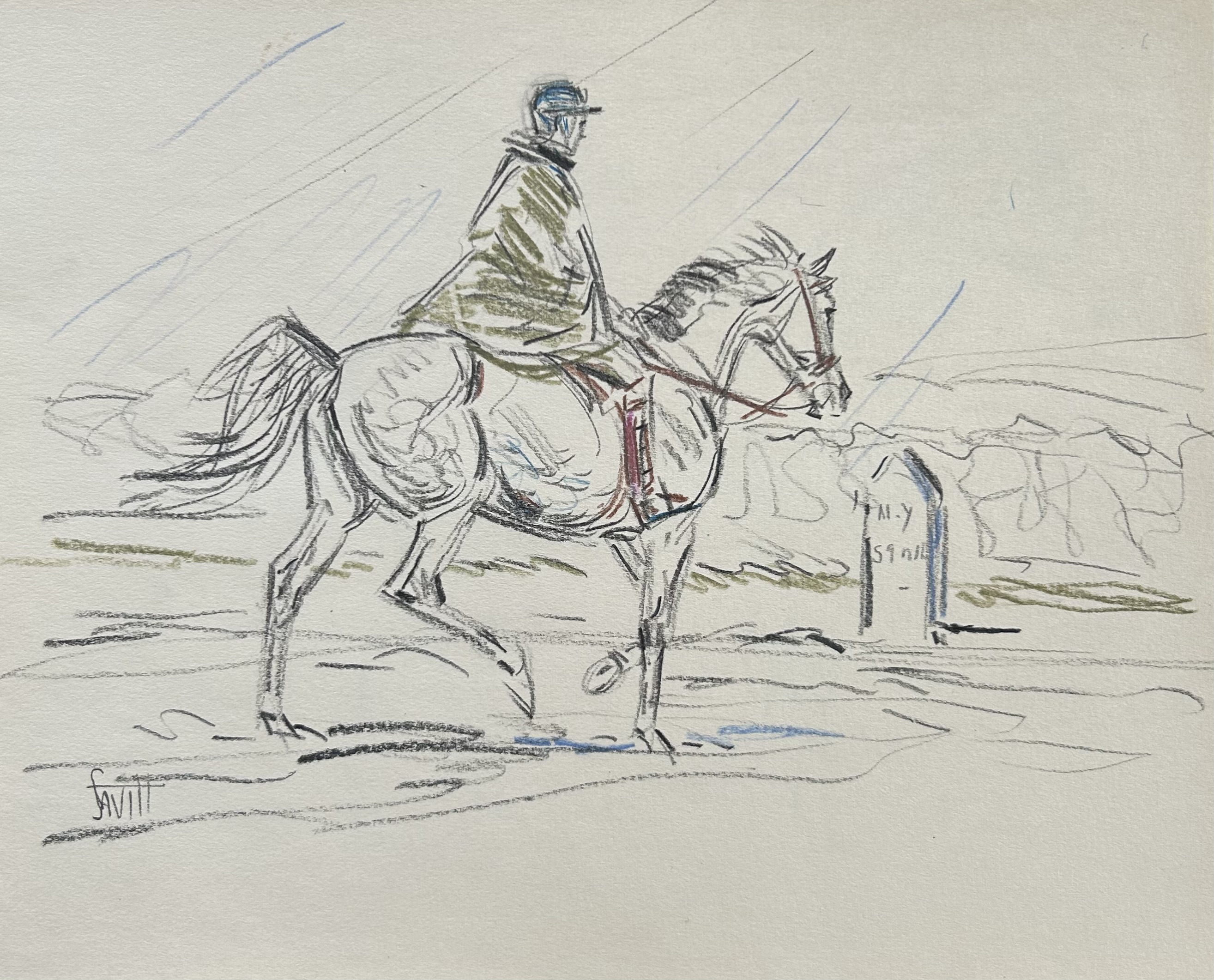 Mile marker sketch – Sam Savitt original artwork & signed reproductions